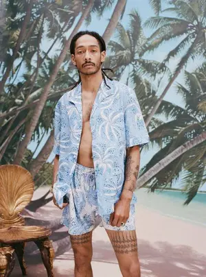 TOMBOLO Palm Fronds Swim Trunks - Blue