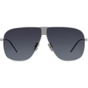 Givenchy Gv Speed 64mm Oversized Pilot Sunglasses - Shiny Palladium / Smoke