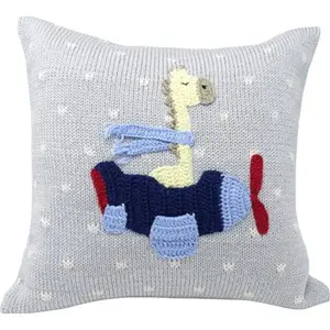 MELANGE COLLECTION 10" Giraffe Pilot In Plane Pillow