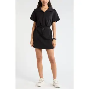 Zella Ultrasoft Knit Quarter Zip Dress - Black