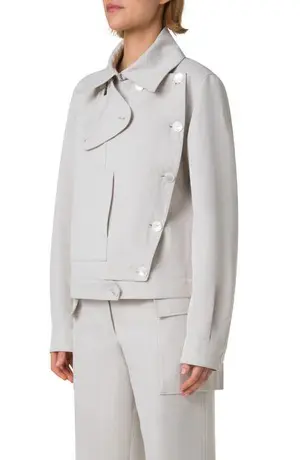 Akris Arno Cotton & Linen Twill Trench Jacket