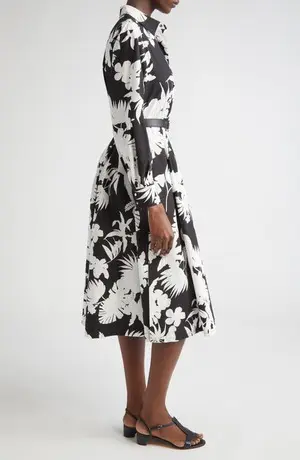 Max Mara Floral Cotton Poplin Midi Shirtdress