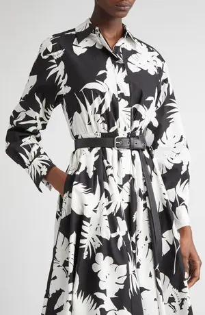 Max Mara Floral Cotton Poplin Midi Shirtdress