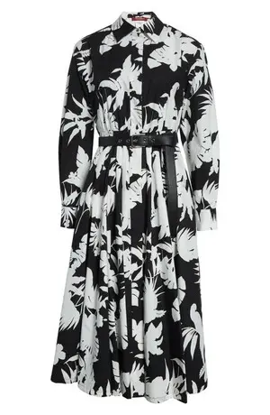 Max Mara Floral Cotton Poplin Midi Shirtdress