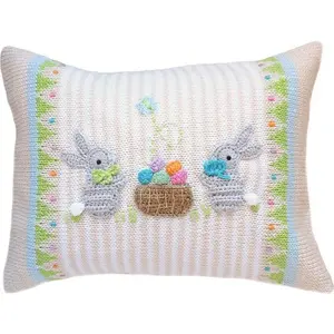 MELANGE COLLECTION Easter Basket Bunny Throw Pillow - Ivory