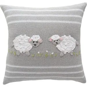 MELANGE COLLECTION 10" Lamb Throw Pillow - Grey