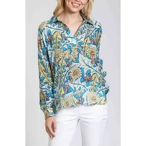 APNY Print Popover Top - Blue Multi