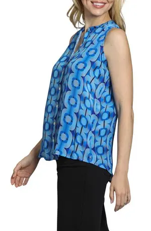 APNY Sleeveless Button-up Shirt - Blue Multi