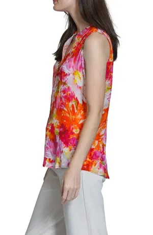APNY Sleeveless Button-up Shirt - Pinkorange Multi