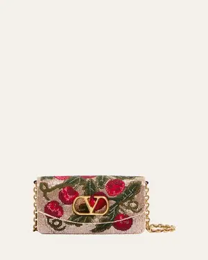 Valentino Garavani Valentino Garavani Vain Small Cherries Beaded Clutch - Gold Multi