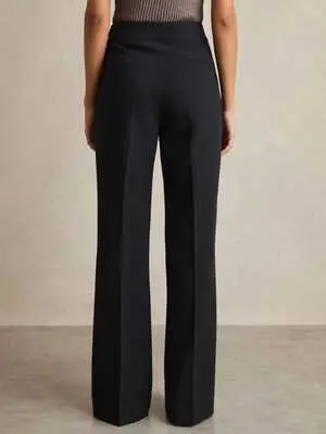 REISS Sidney Button-detail Wide-leg Trousers - Navy