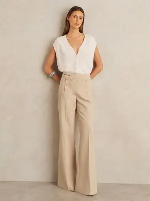 REISS Sidney Button-detail Wide-leg Trousers