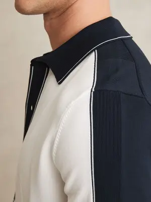 REISS Dunwich Colourblock Tipped Knit Shirt