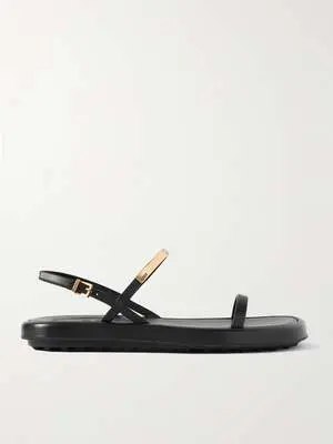 TOD'S Leather Slingback Sandals - Black