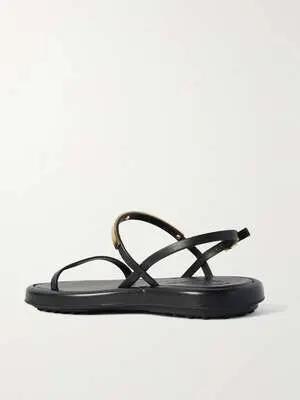 TOD'S Leather Slingback Sandals - Black