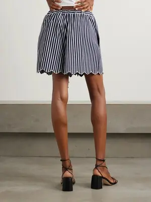 PATOU Embroidered Striped Cotton-poplin Shorts