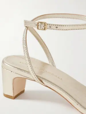 LOEFFLER RANDALL Alice Cracked-leather Sandals - Gold