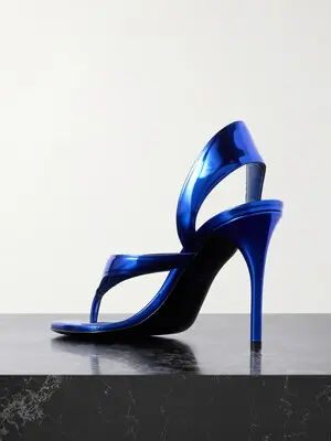 Alaïa Tong 90 Mirrored-leather Sandals - Blue