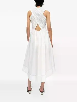 GANNI Square-neck Midi Dress - White