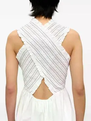 GANNI Square-neck Midi Dress - White