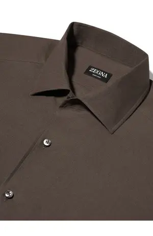 Zegna Oasi Linen Button-up Shirt - Dark Solid Grey