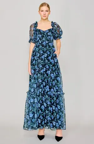 MELLODAY Floral Chiffon Gown