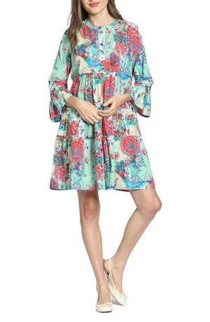 APNY Mix Print Tunic Dress - Mint Green Multi
