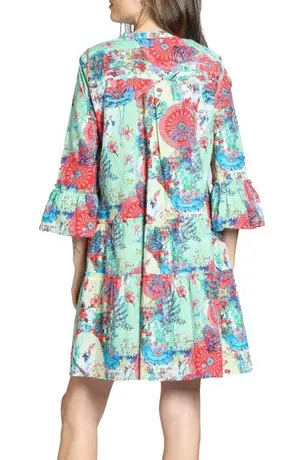 APNY Mix Print Tunic Dress - Mint Green Multi