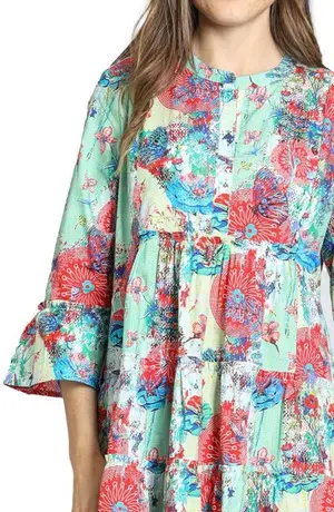 APNY Mix Print Tunic Dress - Mint Green Multi