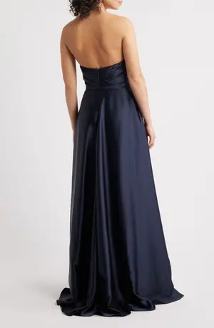 Amsale Strapless Satin Gown