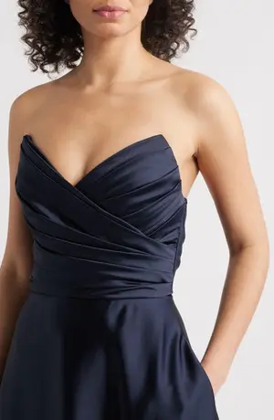 Amsale Strapless Satin Gown