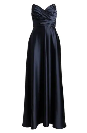 Amsale Strapless Satin Gown