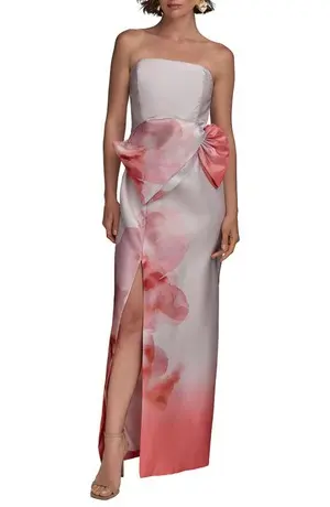 Donna Karan New York Floral Strapless Column Gown