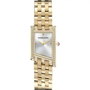 FERRAGAMO Asymetrique Diamond Bracelet Watch - Ip Yellow Gold