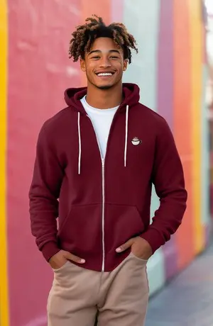 DALIX Cappuccino Zip Hoodie - Maroon