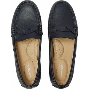 LANDS' END Comfort Leather Slip-on Loafers - Deep Sea Navy