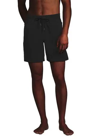 LANDS' END 7" Volley Hydroliner Swim Trunks Black