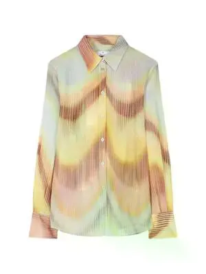 Paul Smith Gradient Wave-print Georgette Shirt - Yellow