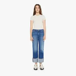 MOTHER The Checkerboard Duster Flood Cuff Bunny Hop Jeans