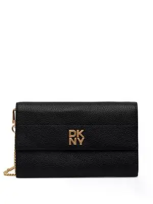 Dkny Leather Wallet On Chain - Black