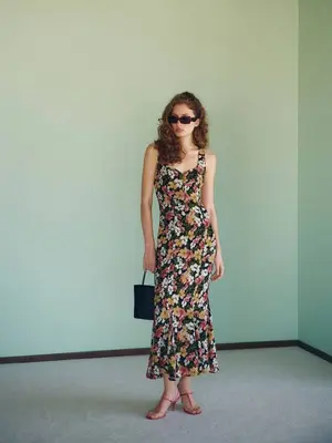 REFORMATION Laine Midi Dress - Black