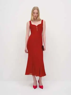 REFORMATION Laine Midi Dress - Red