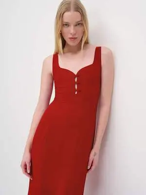 REFORMATION Laine Midi Dress - Red