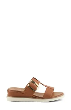 SPRING STEP SHOES Seaport Leather Slide Sandal - Camel