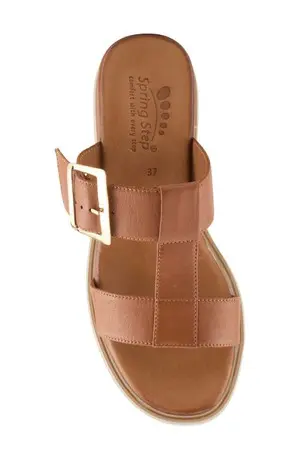 SPRING STEP SHOES Seaport Leather Slide Sandal - Camel