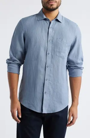 Nordstrom Linen Button-up Shirt - Blue Chip