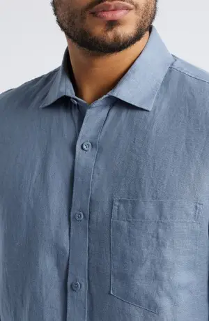 Nordstrom Linen Button-up Shirt - Blue Chip