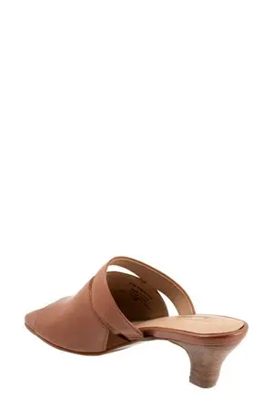 Trotters Ninette Leather Kitten Heel Slide Sandals - Luggage