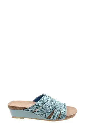 DAVID TATE Fabiana Platform Wedge Slide Sandal - Denim