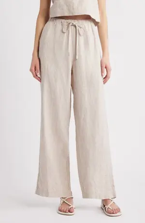 Rails Emmie Linen Wide Leg Pants - Heathered Flax